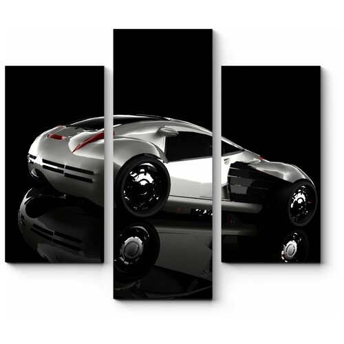 Модульная картина Концепт серебристого спортивного автомобиля60x54