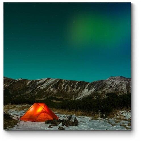 Модульная картина Палатка под северным небом 30x30
