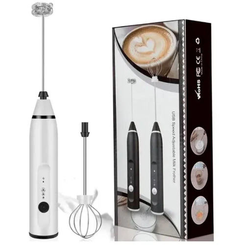 Мини-миксер USB Speed Adjustable Milk Frother / Капучинатор / Вспениватель молока, белый