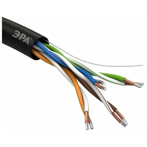 Кабель витая пара U/UTP кат.5E 4х2х24AWG solid CCA PE Outdoor Simple черн. (м) Эра Б0044436