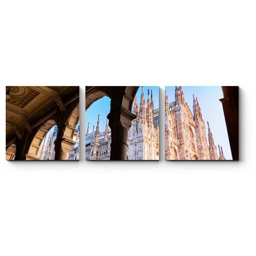 Модульная картина Миланский собор с необычного ракурса90x30