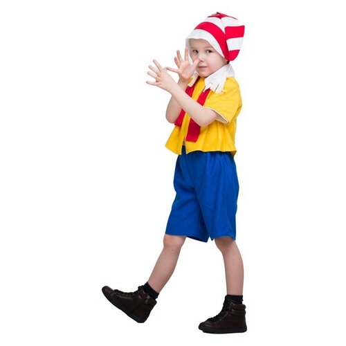 Карнавальный костюм Страна Карнавалия "Буратино", 5-7 лет, колпак, накидка, шарфик, бриджи, рост 122-134 см