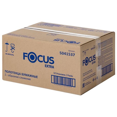 Полотенца бумажные Focus Z-сложения белые двухслойные 5041537, 12 уп. 200 лист. 20 х 24 см