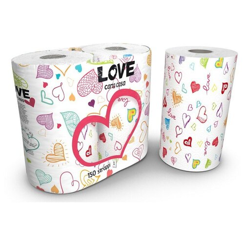 Полотенца бумажные "Love", Kartika Collection, 2 сл, 2 рул/75 л, World Cart