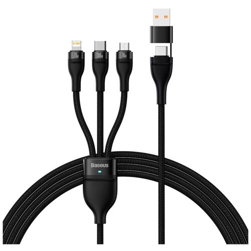Кабель Baseus Flash Series II Two-for-three Charging Cable U+C to M+L+C 100W 1.2m Black (CASS030101)