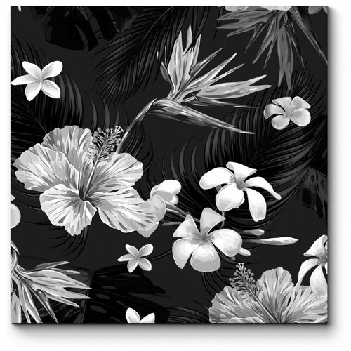 Модульная картина Черно-белый цветочный узор 60x60