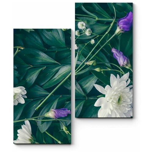 Модульная картина Белые цветы хризантем90x113