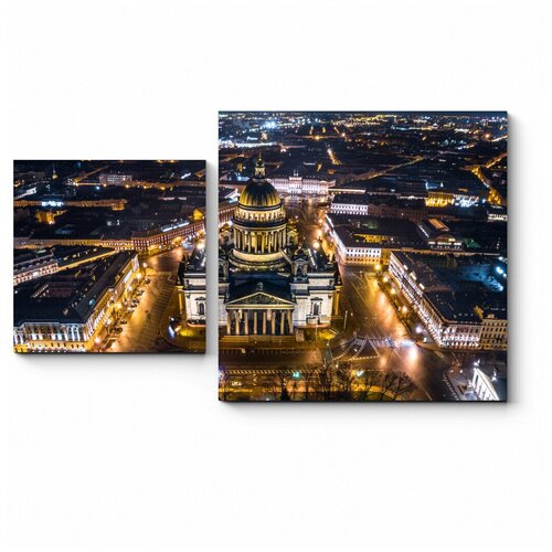 Модульная картина Пролетая над ночным Санкт-Петербургом 90x54