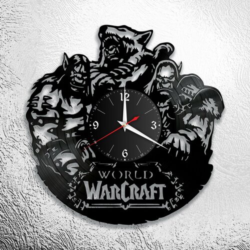 Настенные часы из виниловой пластинки с изображением персонажей компьютерной игры Warcraft
