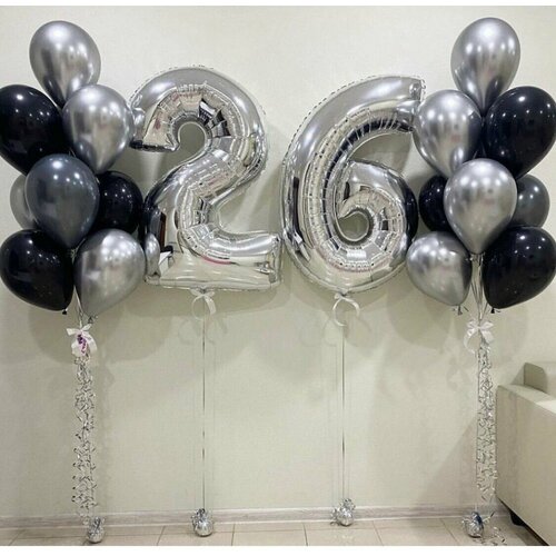 Шары гелиевые 22шт цифры 26 и шарики на день рождения