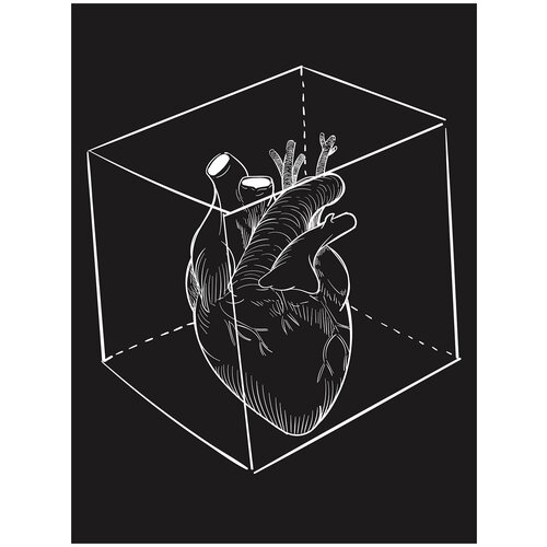 Постер / Плакат / Картина Сердце в кубе 50х70 см в раме
