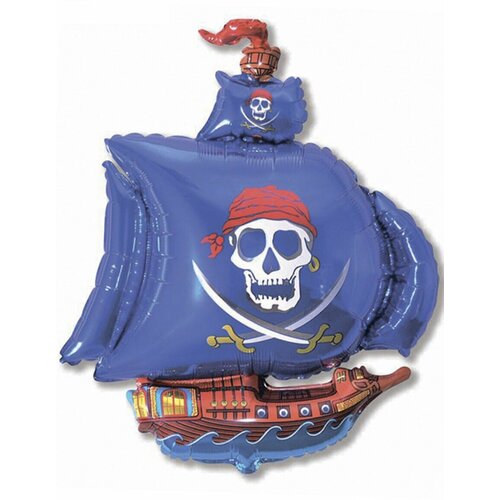 Воздушный шар Пиратский корабль, синие паруса, 102 см