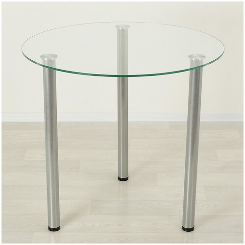 Стеклянный обеденный стол Эдель 18-3 прозрачный/металлик D100