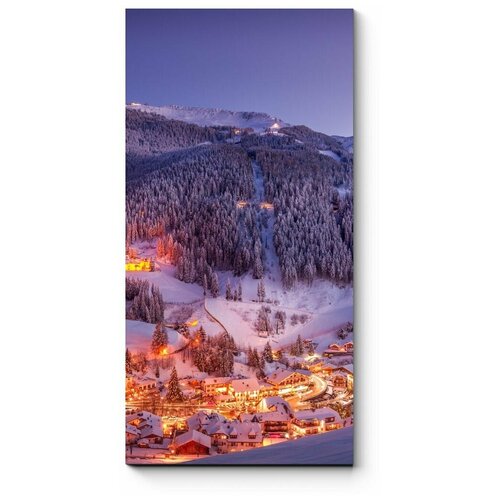 Модульная картина Зимняя деревня в Доломитах, Италия 20x40