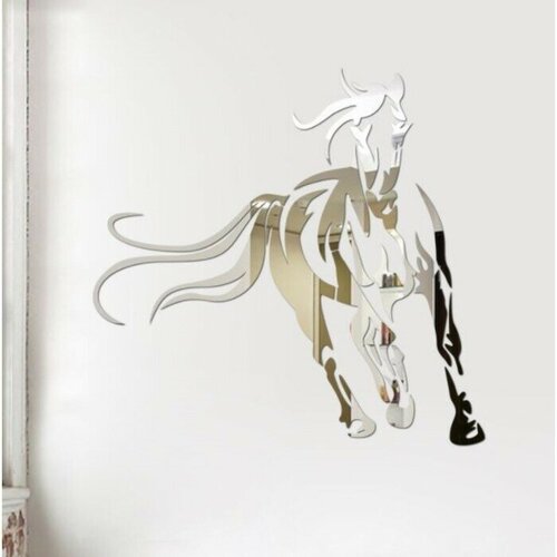 Декор настенный "Лошадь", зеркальный, 17 элементов, 63 см х 56 см, серебро