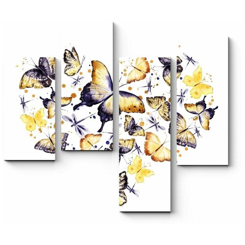 Модульная картина Винтажные бабочки 94x88