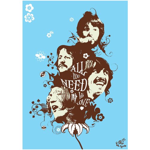 Постер / Плакат / Картина The Beatles - Афиша 60х90 см в раме