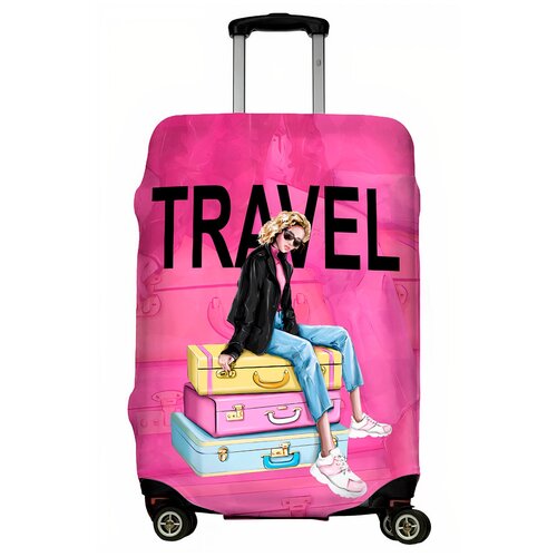 Чехол для чемодана LeJoy, размер M, желтый, розовый
