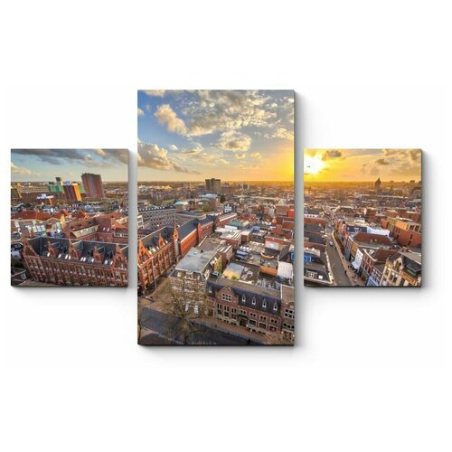 Модульная картина Чарующий Амстердам на закате. 130x85