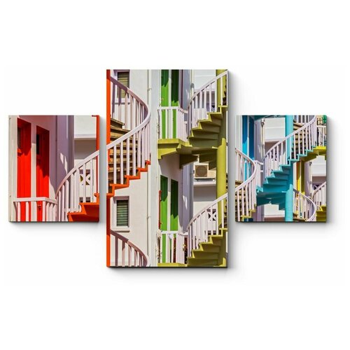 Модульная картина Яркие винтовые лестницы120x78