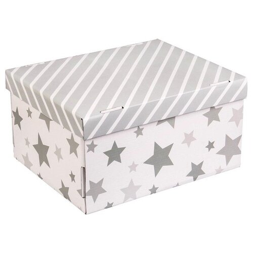 Коробка подарочная Дарите счастье Звёздные радости, 31.2х25.6х16.1 см, белый/серый