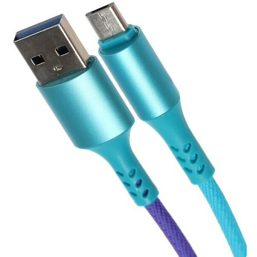 Кабель LuazON, microUSB - USB, 2 A, 1 м, оплётка нейлон, разноцветный