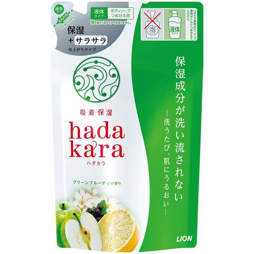LION Мыло-пенка для тела Hadakara с ароматом зеленых фруктов, 360 мл, 380 г