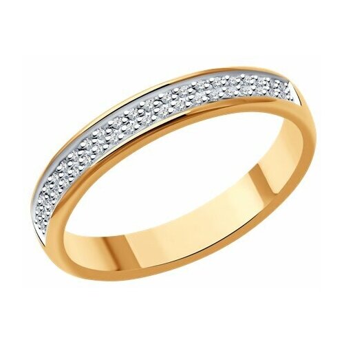 Кольцо обручальное Diamant online, золото, 585 проба, бриллиант, размер 16.5, бесцветный