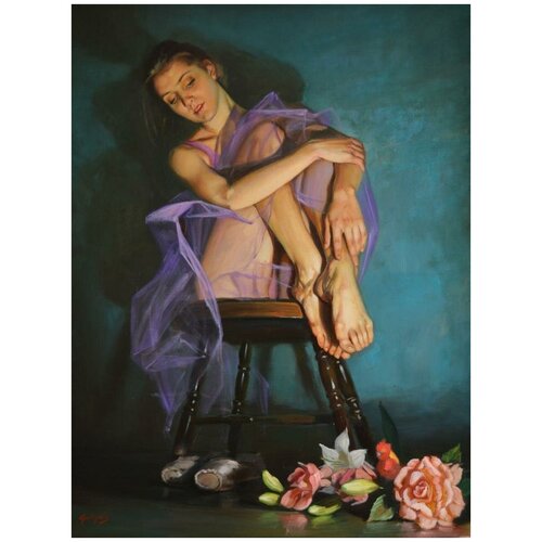 Постер / Плакат / Картина Балет - Балерина и цветы 90х120 см в подарочном тубусе