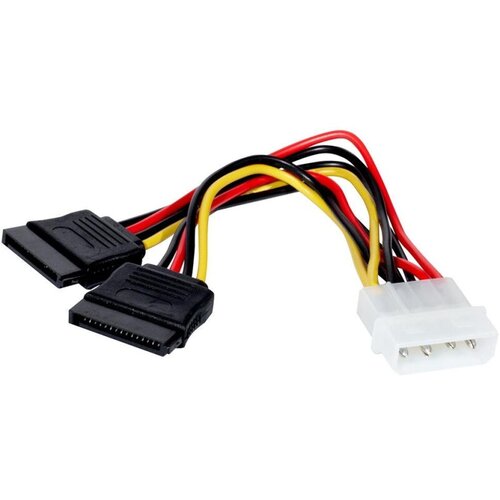 Кабель питания SATA ExeGate EX-CC-SATA-PSY (Molex 4pin/2xSATA15pin, 0,15м)