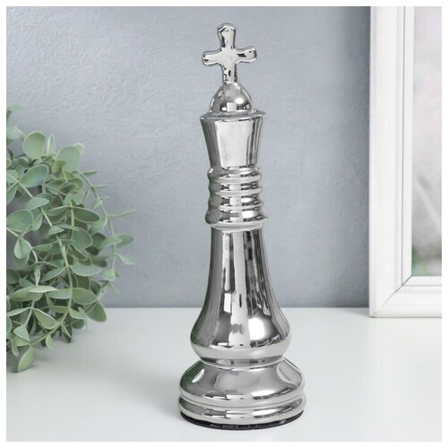 Сувенир керамика "Шахматная фигура. Король" серебро 25х8,2х8,2 см