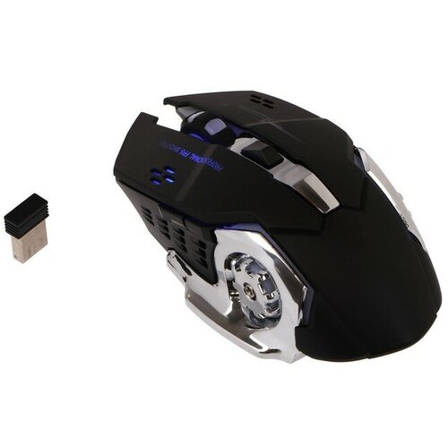Мышь MB-2.7, игровая, беспроводная, оптическая, 800-2400 dpi, 500 мАч, подсветка, USB, черная
