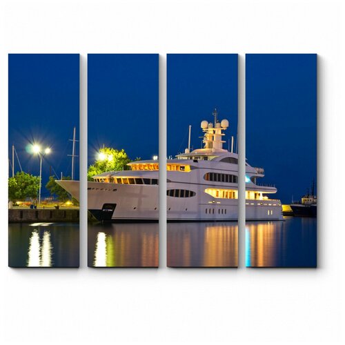 Модульная картина Красавица-яхта в ночном порту 190x143