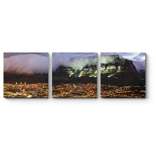 Модульная картина Ватные облака в горах Кейптауна 80x27