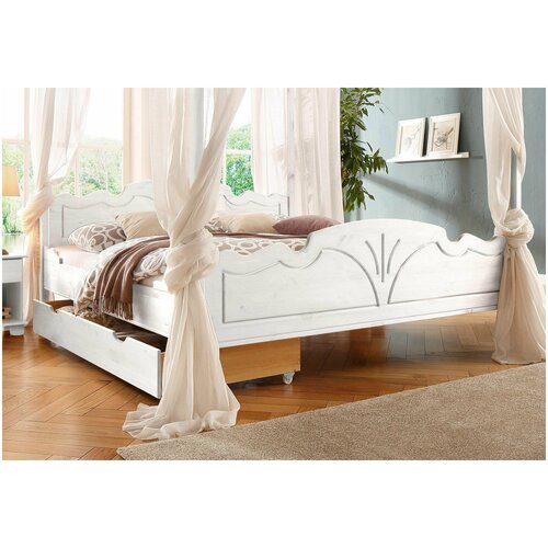 Кровать двуспальная деревянная, белая 180х200 Мелоди
