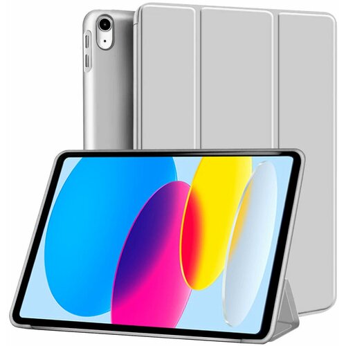 Чехол для планшета Apple iPad 10 10.9 дюйма (2022) - A2696, A2757, A2777, из мягкого силикона, трансформируется в подставку (серый)