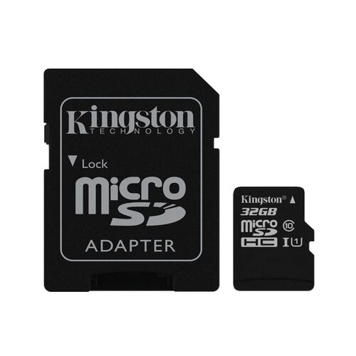 Карта памяти Kingston microSDHC 32 ГБ Class 10, UHS-I, адаптер на SD