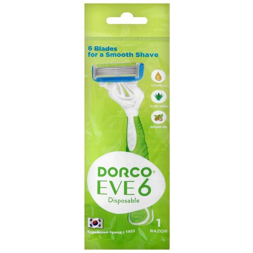 Dorco Одноразовый женский бритвенный станок 6 лезвий с плавающей головкой Eve 6 Disposable, 1шт