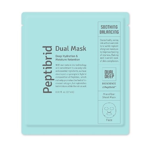 Vitabrid С¹² увлажняющая маска для лица с успокаивающим и восстанавливающим эффектом Peptibrid Dual Mask Soothing Balancing, 35 г, 27 мл, 2 уп.