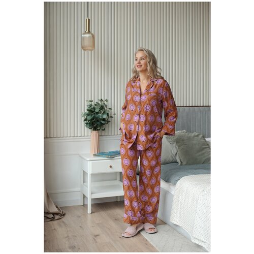 Пижама Pijama Story, размер XL, фиолетовый, горчичный
