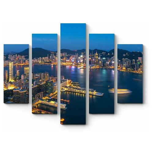Модульная картина Сияющий ночными огнями Гонконг105x84