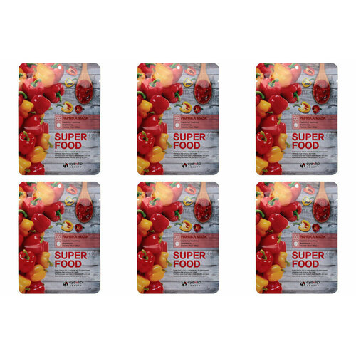 Eyenlip beauty Маска для лица на тканевой основе SUPER FOOD PAPRIKA MASK 23мл в уп, 6 уп