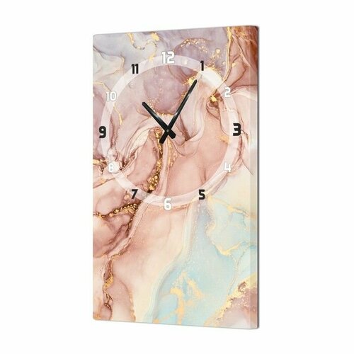 Часы-картина настенные, серия: Интерьер, Розовый мрамор, плавный ход, 35 х 60 см