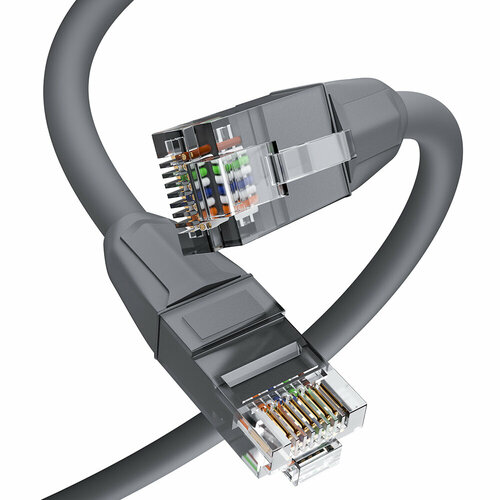 Патч корд литой 2 метра КАТ.6 UTP малодымный Lan кабель для интернета GCR 10 Гбит/с серый