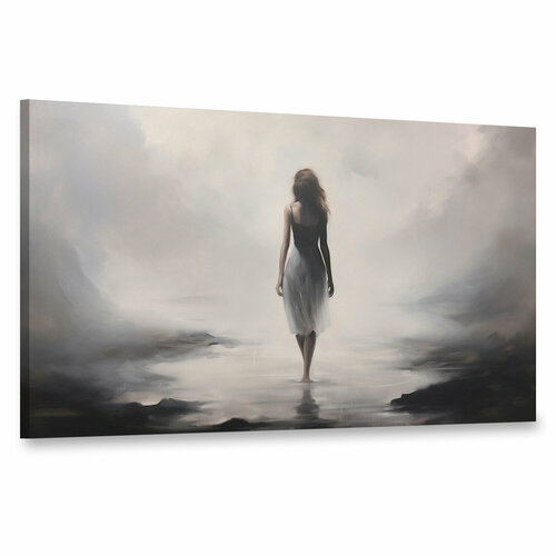Интерьерная картина 100х60 "Девушка в тумане на полотне"