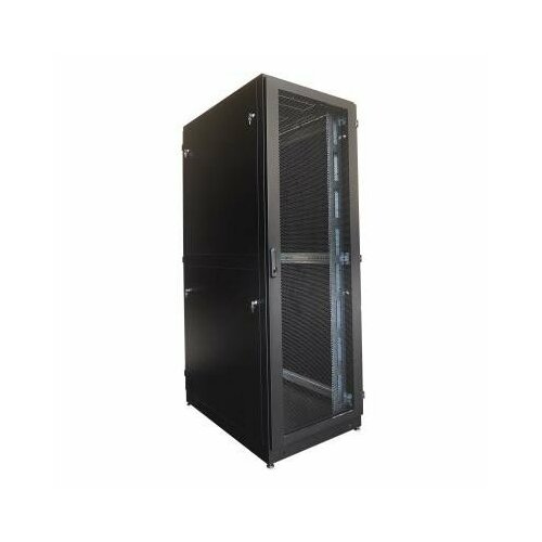 Цмо Шкаф серверный напольный 48U 600 х 1000 дверь перфорированная, задние двойные перфорированные, цвет черный ШТК-М-48.6.10-48АА-9005