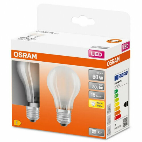 Светодиодная лампа Ledvance-osram OSRAM LEDSCLA60 7W/827 230VGLFR E27 2700 К Экопак1X2
