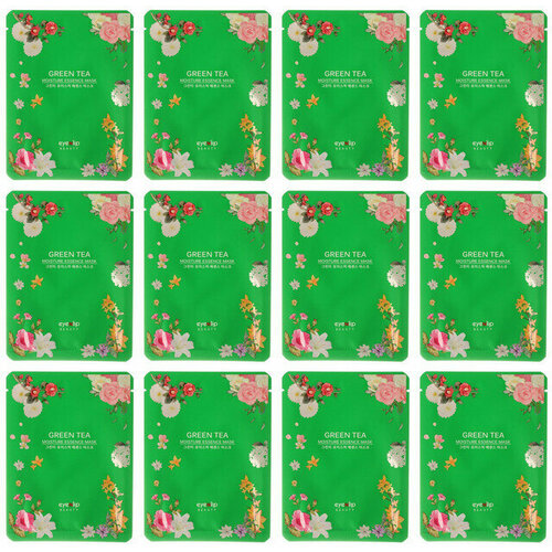 Eyenlip beauty Маска для лица тканевая GREEN TEA OIL MOISTURE ESSENCE MASK 25мл 12шт