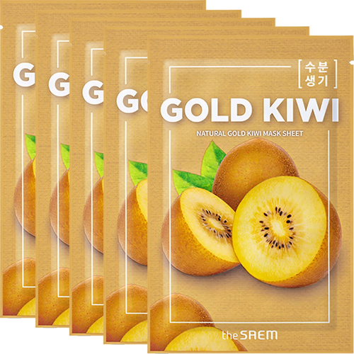 Маска для лица тканевая с экстрактом киви The Saem Natural Gold Kiwi Mask Sheet, 21 мл - 5 шт (СГ до 06.2024г.)