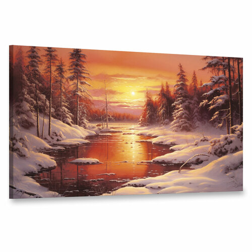 Интерьерная картина 100х60 "Зима в золоте"